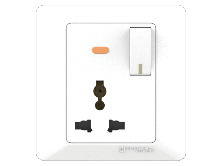 6/13A 1 Gang Switch, Socket and Ind. (Power Socket - 3x3) - Electra ...