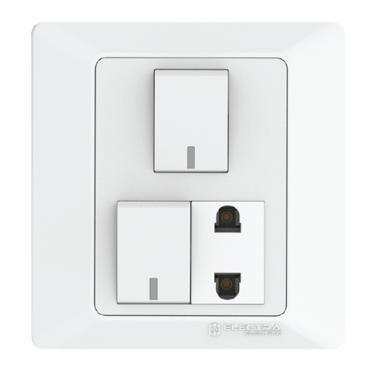 2 Gang Switch +2 Pin Socket - Electra Electric, Biratnagar, Nepal